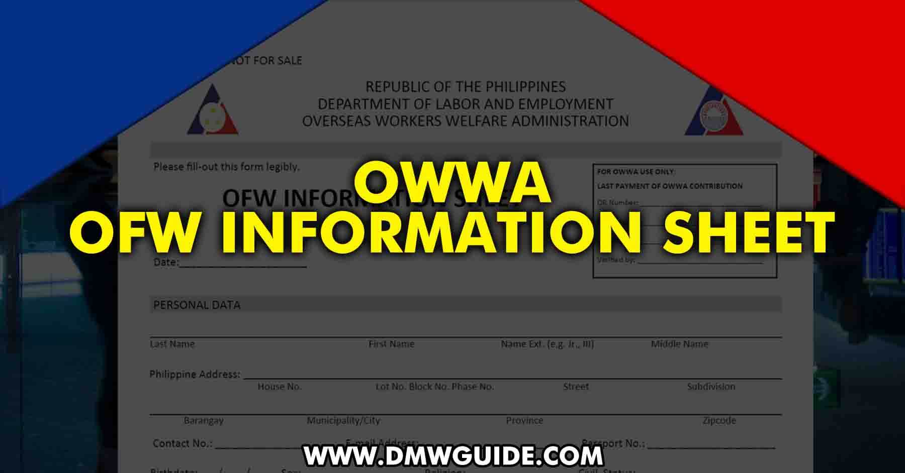 Download OFW Information Sheet OWWA Membership Form Online DMW Guide