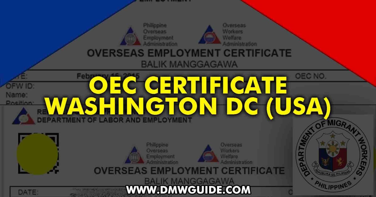 OEC Appointment Washington DC USA OFW Balik Manggagawa Certificate ...