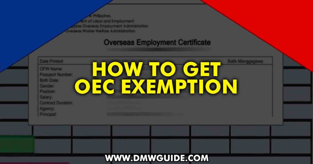 BM Online OEC Exemption 2023 Guide For OFWs DMW Guide
